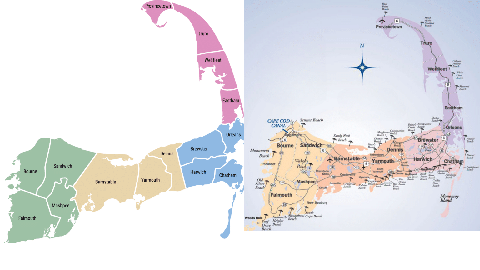 Detailed Cape Cod Map with Towns and Their Layouts - Cape Guide